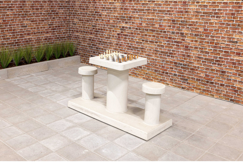 Concrete Chess Table, natural concrete, for 2 people - HeBlad